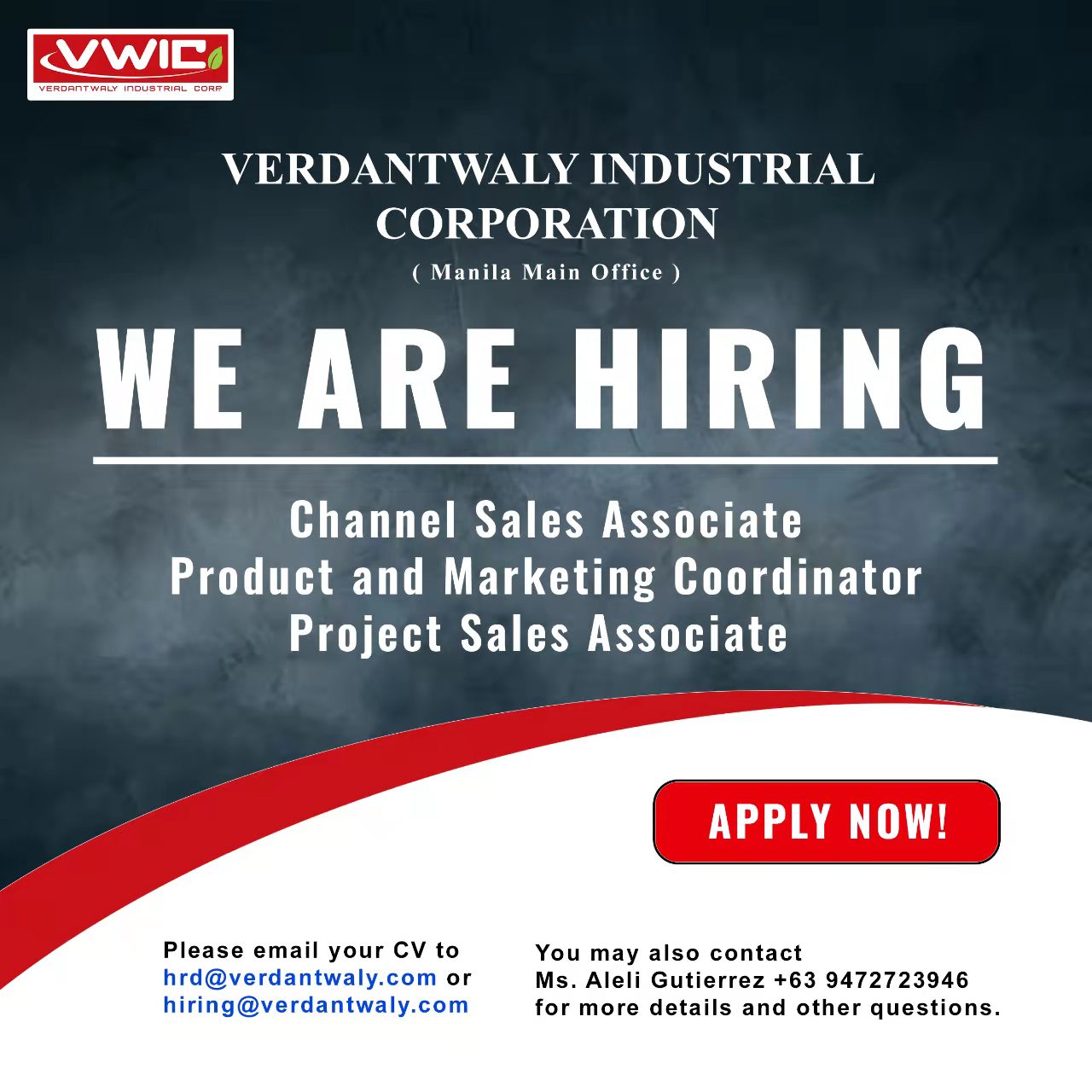 Careers – VERDANTWALY INDUSTRIAL CORP.